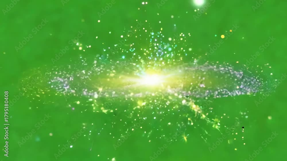Magic Particle Spiral Galaxy Animation on Green Screen. Sparkling ...