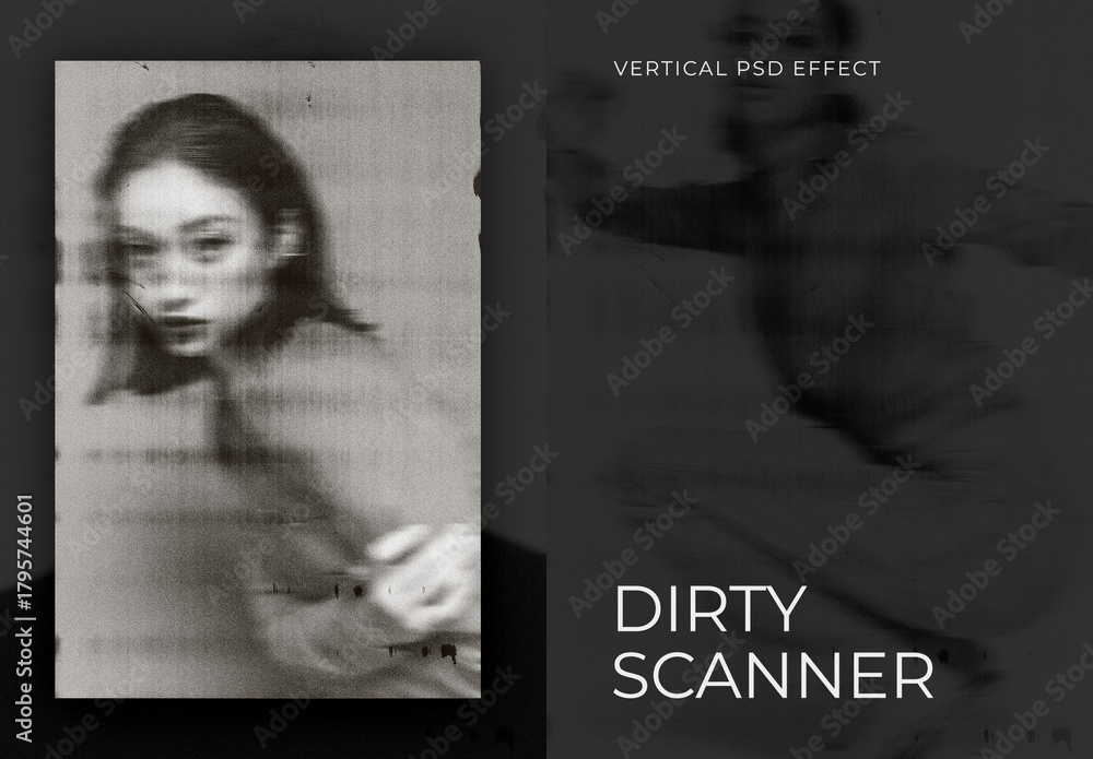 Dirty Scanner Vertical Image Effect Mockup Stock Template | Adobe Stock
