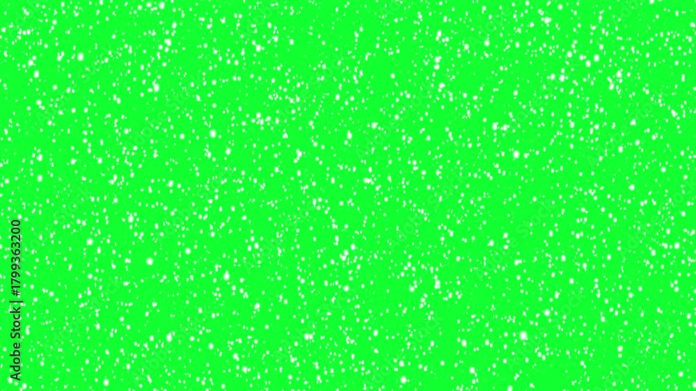Heavy Snowfall Flakes Falling Quickly Against Green Screen Background ...
