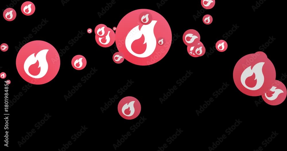 Particle fire transition. Social media burn icon fountain reaction ...