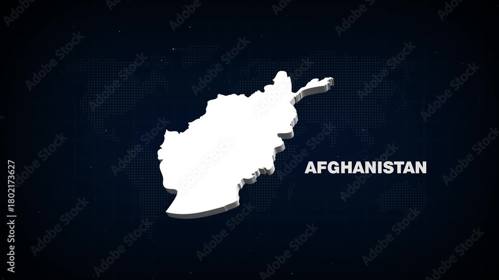 AFGHANISTAN map, country territory outline self drawing animation. 3D ...