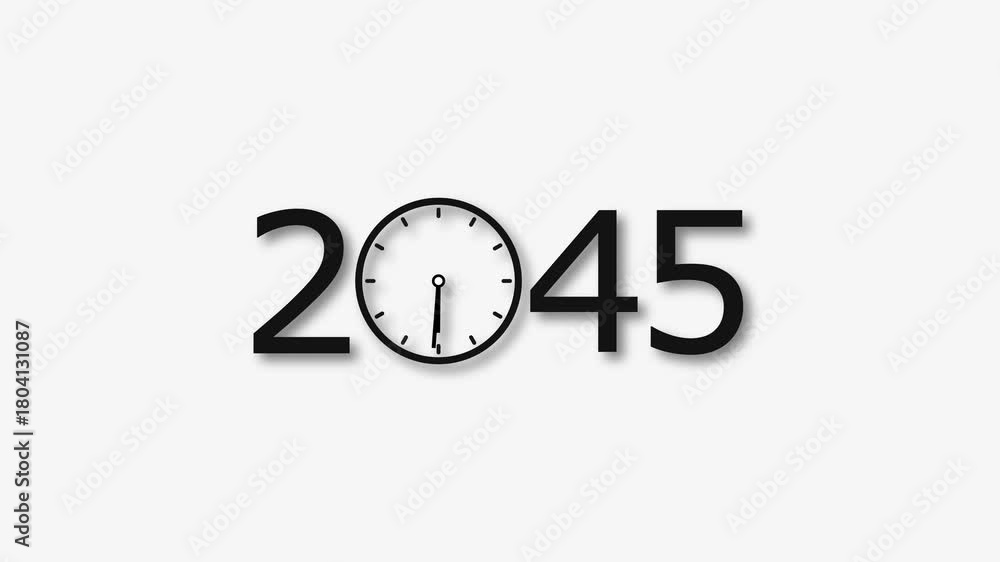 2045 Year clock animation on white background. Digital clock icon ...