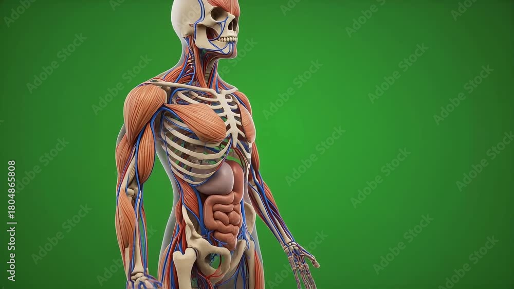 3D Human Anatomy Animation on Green Screen – Full Body Medical Model in ...