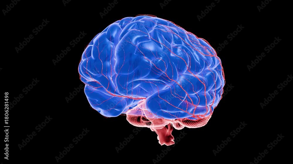 Electric sparks in brain showing the transmission of signals across ...
