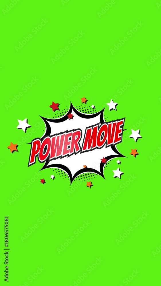 POWER MOVE – Comic Pop Art text video vertical 4k, chroma key green ...