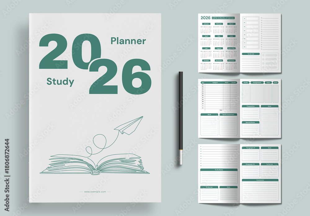 2026 Study Planner Modern Minimal Template for Academic Schedule and ...