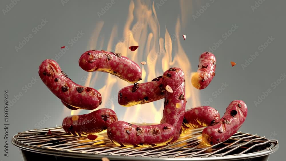 Close up of a grill with a bunch of hot dogs on it. The hot dogs are ...