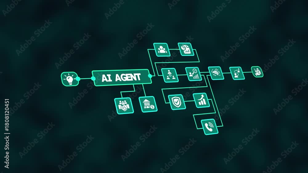 AI Agent Automation System Diagram. Futuristic artificial intelligence ...