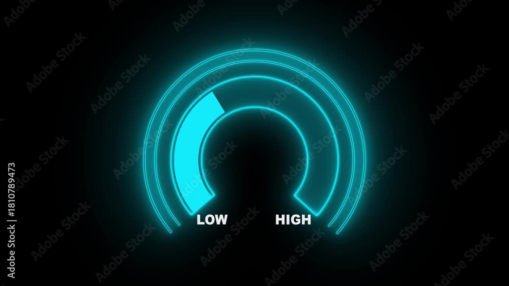 Animated digital semicircle gauge presentation template, moving from ...