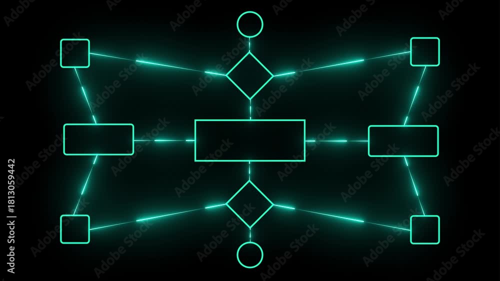 Workflow Visualization Concept – Futuristic Neon Flowchart Diagram ...