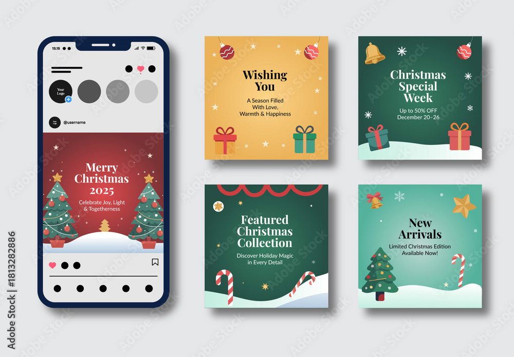 Christmas Social Media Posts Stock Template | Adobe Stock