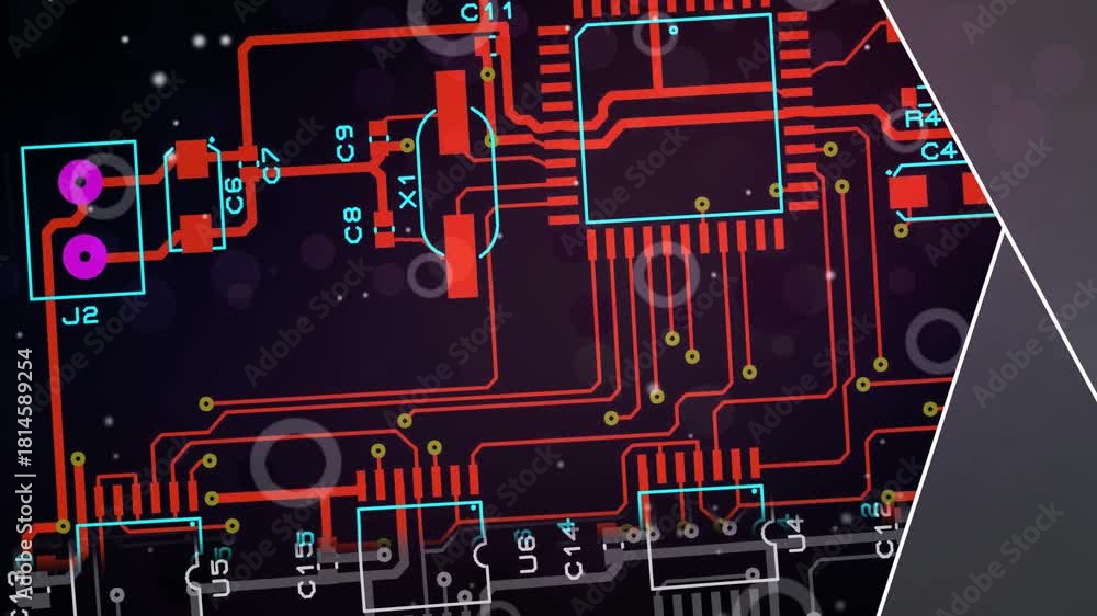 Video animation with printed circuit board of electronic device with ...