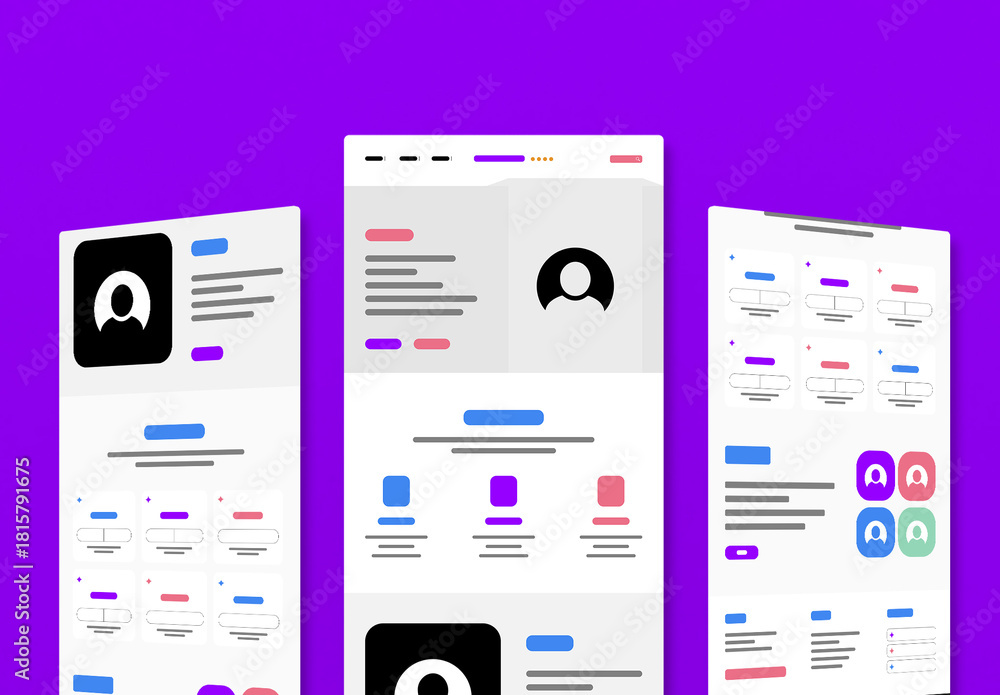 Clean UI UX Wireframe Template Design Stock Template | Adobe Stock