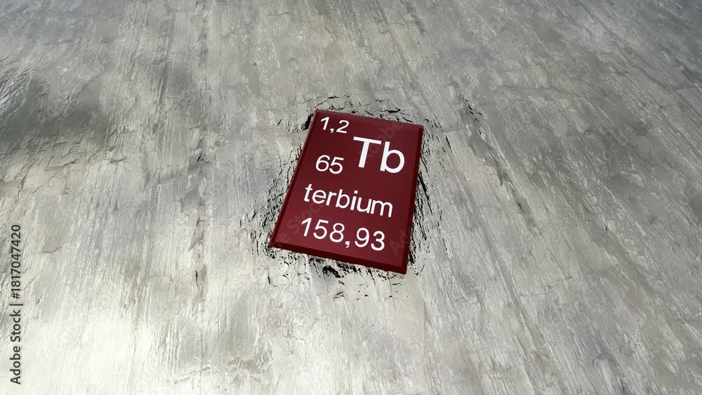Terbium periodic table symbol on raw terbium, a rare earth element ...