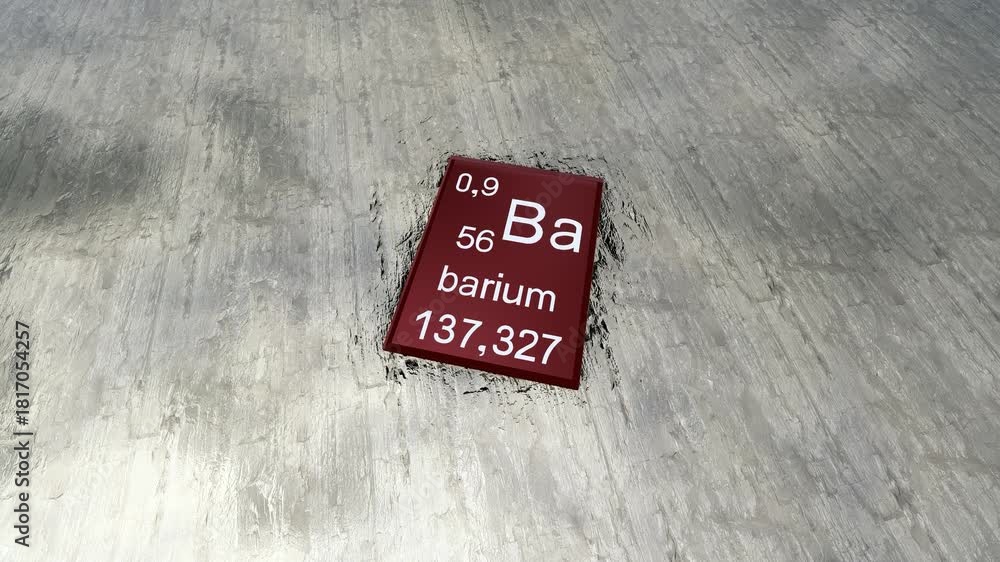 Barium periodic table symbol on raw barium, a rare earth element ...