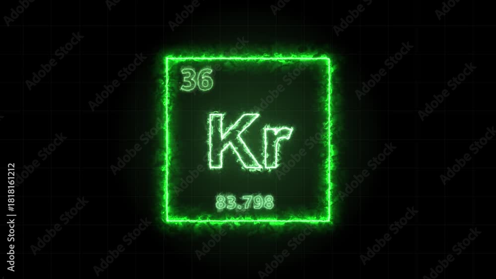 Krypton - periodic table element symbol hologram, chemical element ...