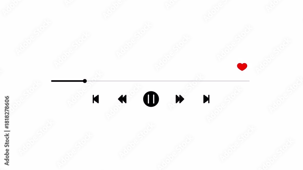 Simple music player overlay interface with timeline, playback controls ...