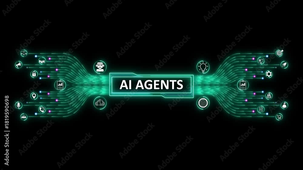 Multi function for Agentic AI technology motion background. Multi agent ...