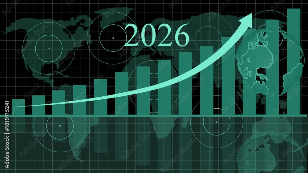 Upward Trend Bar Graph with 2026 Projection Animation, Business bar ...