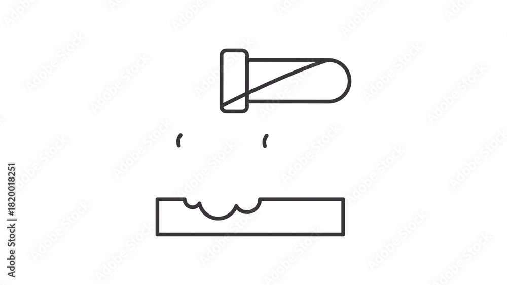 Animated metal corrosion line icon. Dripping liquid onto iron animation ...