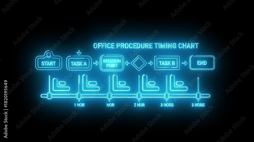 Office procedure timing chart with task scheduling diagram and timeline ...