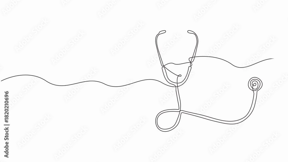 Animated self drawing of continuous line draw stethoscope equipment for ...