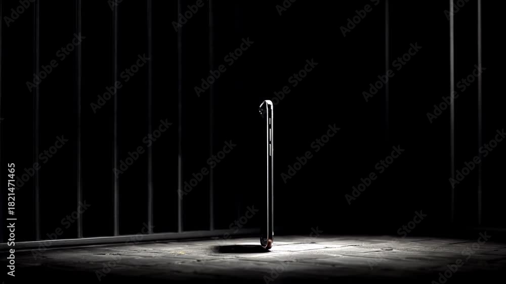 smarthphone behind prison bars. mental prison, technological prison ...