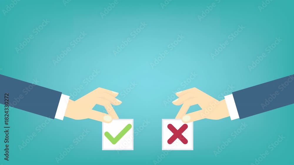 Human hands holding yes and no papers as pros and cons . Comparing ...