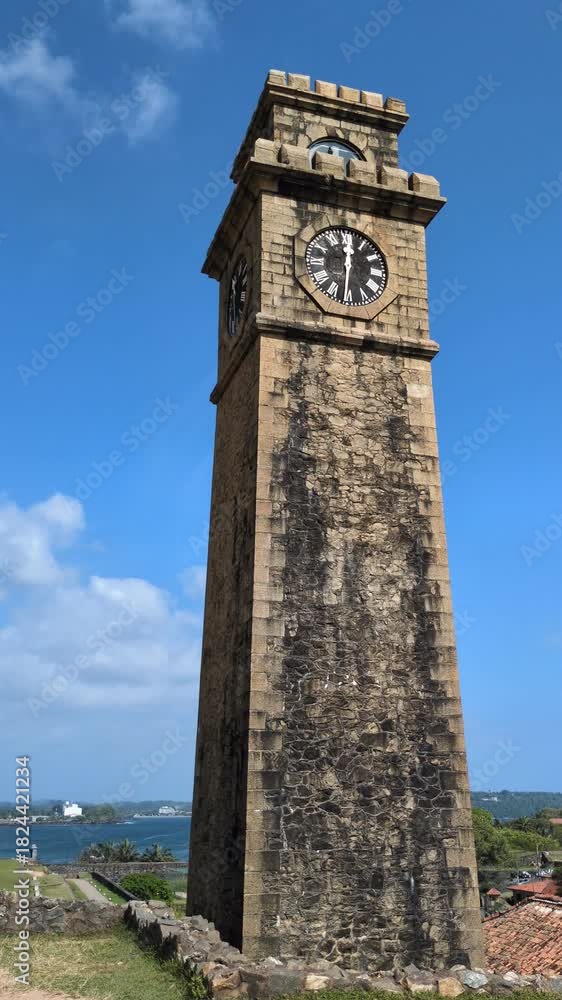 Stockvideon Historic Galle fort watchtower in Sri Lanka with stone ...