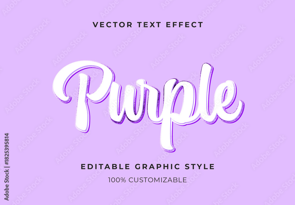 White Dark Purple Metallic Text Effect Script Glossy Shiny Font Stock ...