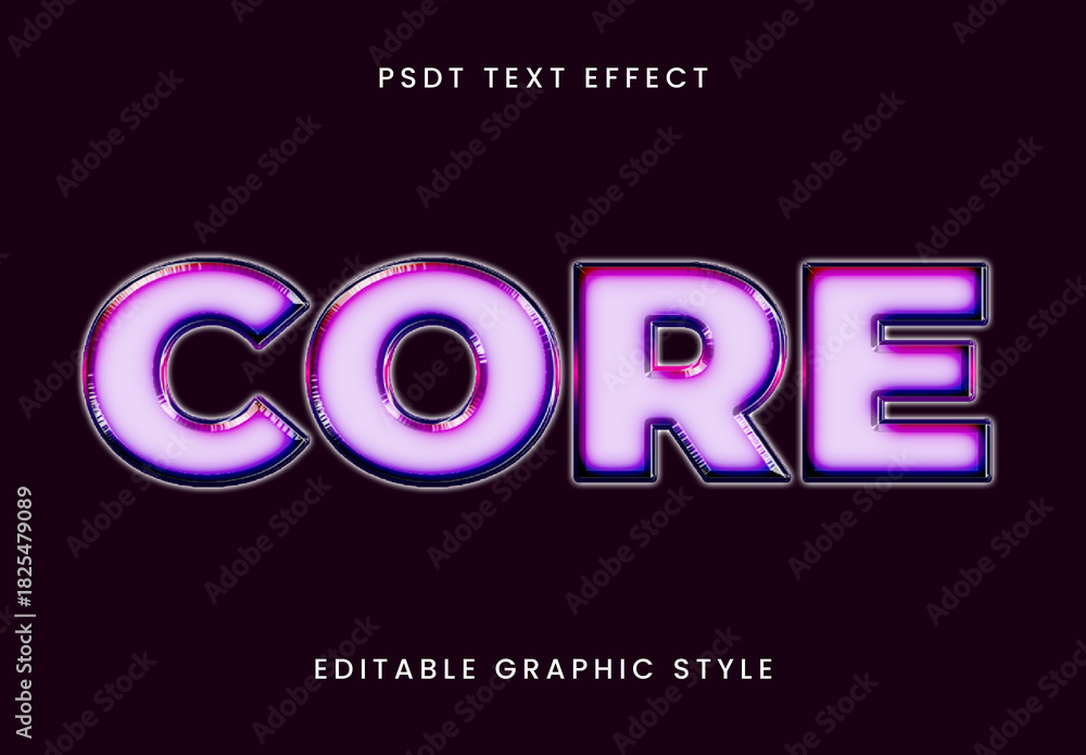 Colorful Neon Chrome Glow Text Effect Bright Bold Font Stock Template ...