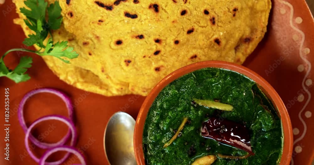 Makki Ki Roti & Sarson Ka Sag is basically Corn floor flat bread ...
