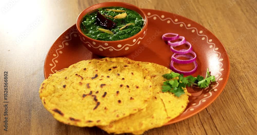 Makki Ki Roti & Sarson Ka Sag is basically Corn floor flat bread ...