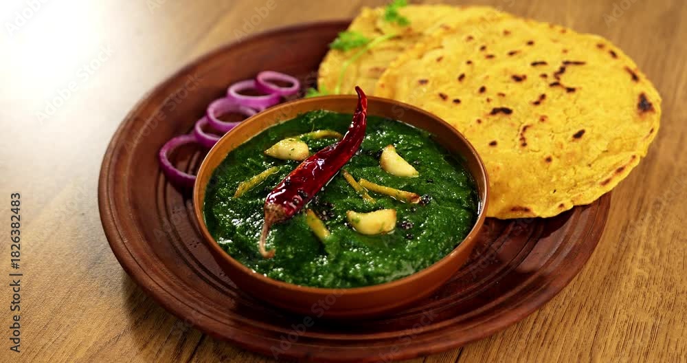 Makki Ki Roti & Sarson Ka Sag is basically Corn floor flat bread ...