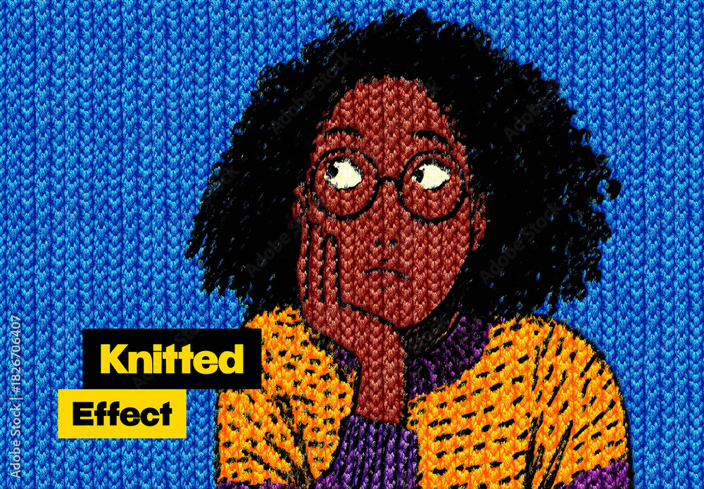 Knitted Photo Effect Mockup Stock Template | Adobe Stock