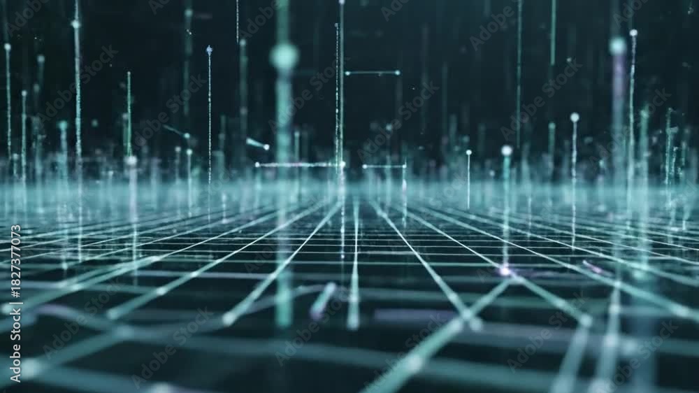 Dynamic digital grid animation with matrix-like coding and minimal ...