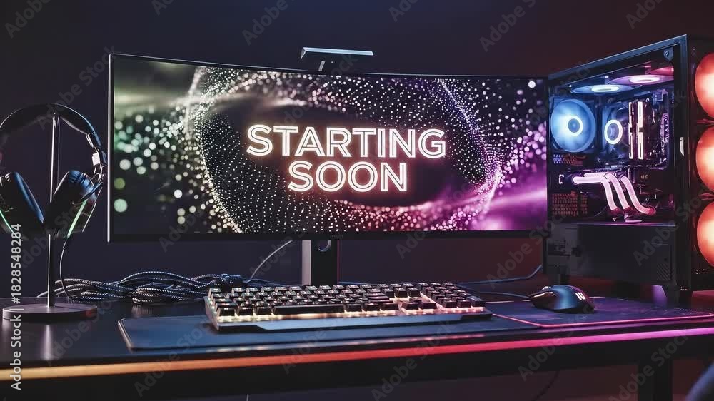 Gaming Setup: Starting Soon Stream. Stream starting soon screen ...