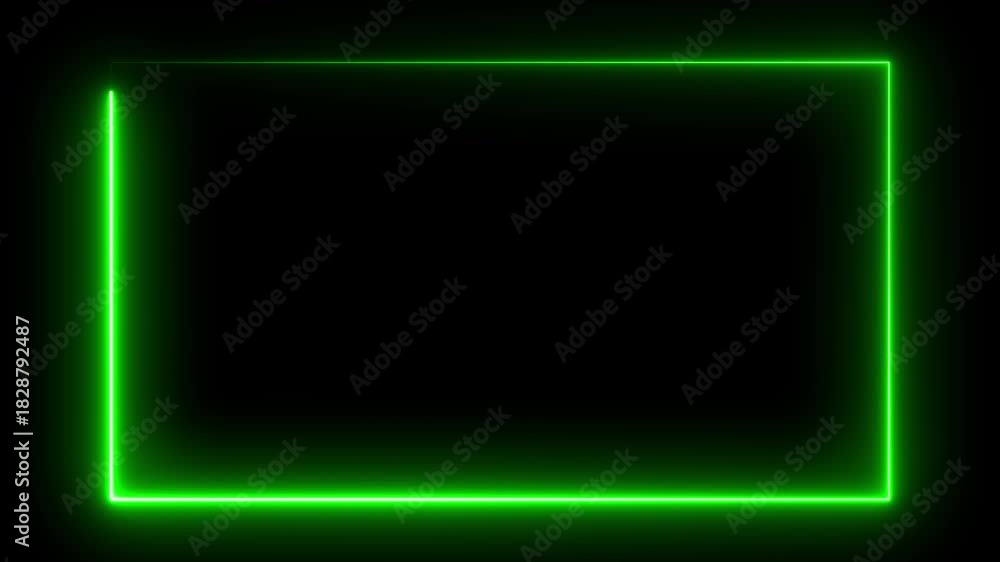 neon green webcam overlay frame with rounded edges on transparent ...