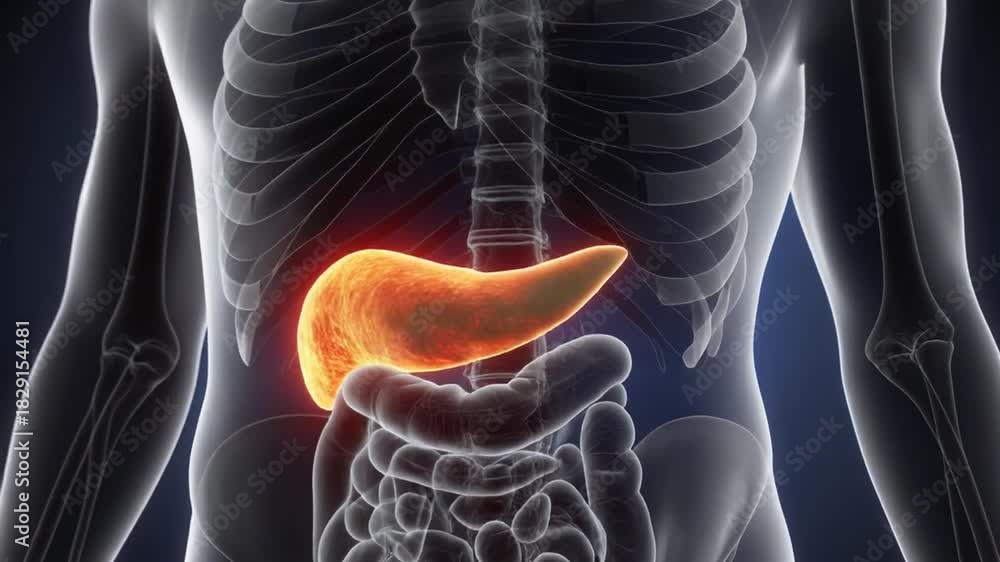 Detailed 3D Animation Illustrating Pancreas Malfunction and Chronic ...