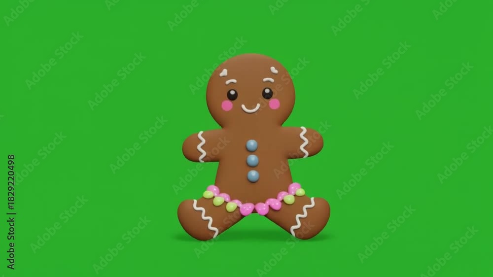 Festive Gingerbread Man Character Doing Yoga and Stretching Sideways ...