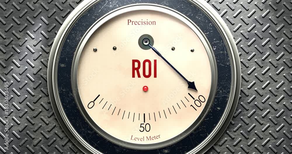 Roi meter that is hitting a full scale, showing rising levels of roi ...