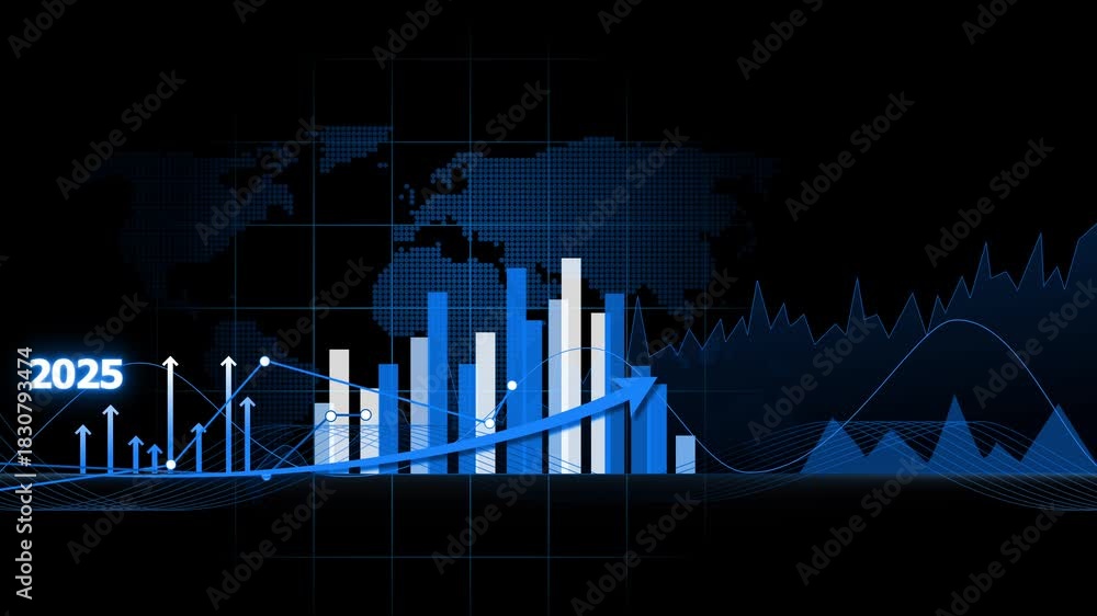 Futuristic Financial Growth Graph for 2025 to 2026 Animation, 2025-2026 ...