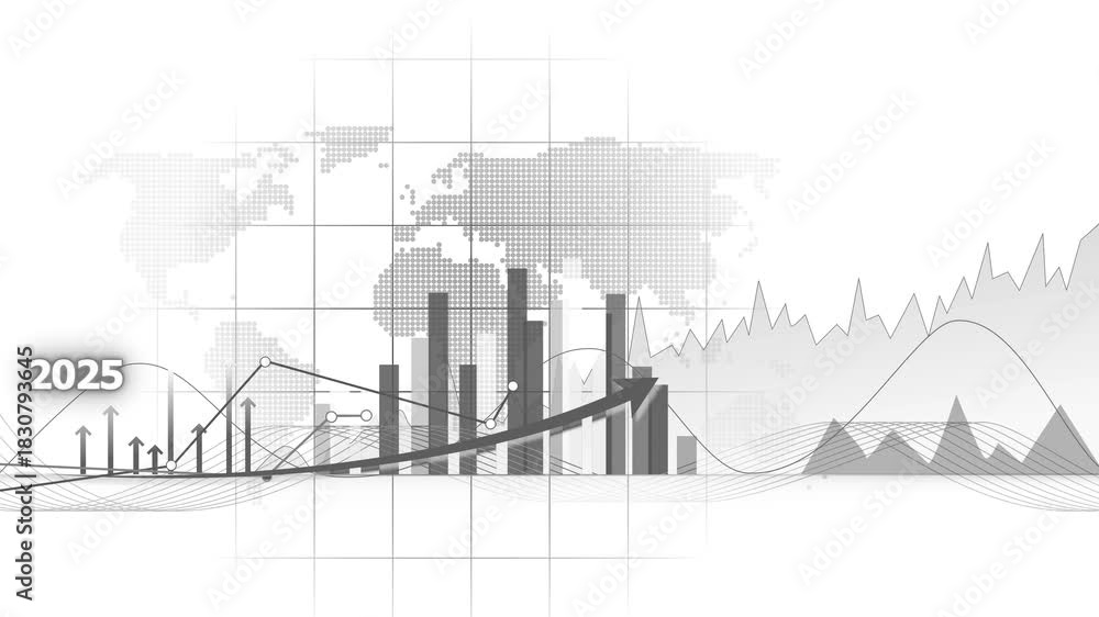 Futuristic Financial Growth Graph for 2025 to 2026 Animation on White ...