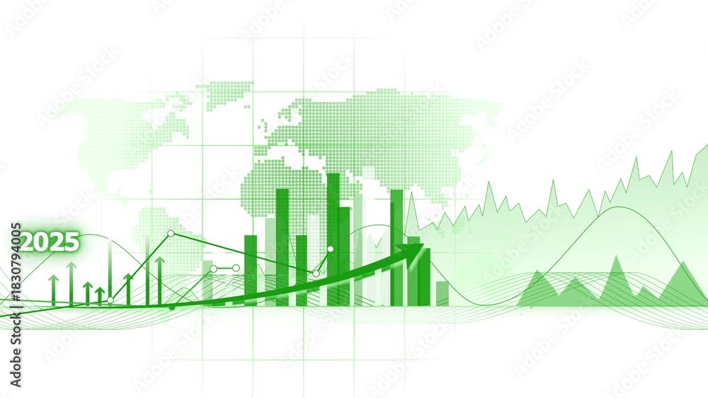 Futuristic Financial Growth Graph for 2025 to 2026 Animation on White ...
