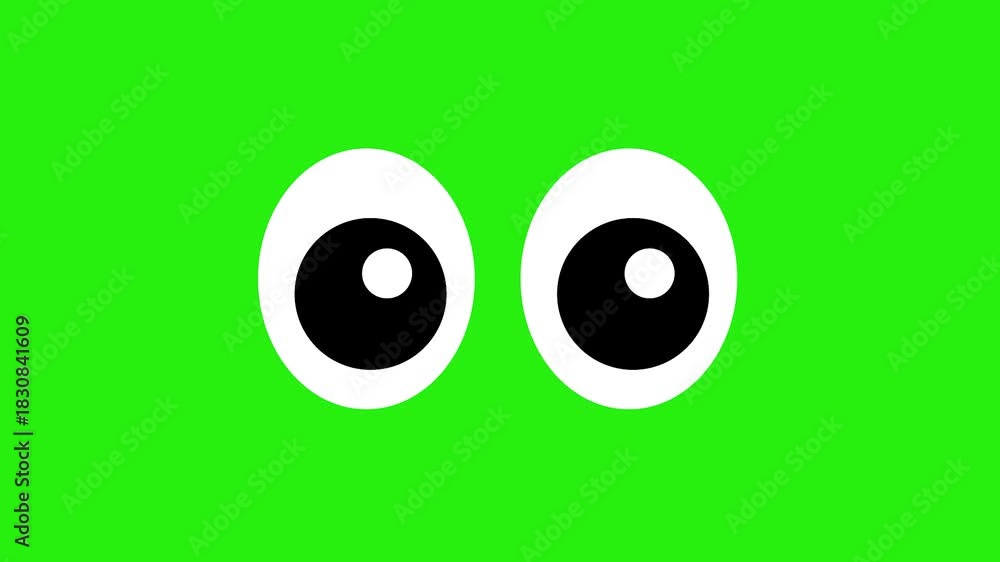 Cartoon Eyes Look Around Animation with Blinking Movement on Green ...