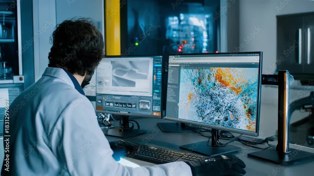 Quality control specialist examining casting with advanced imaging ...