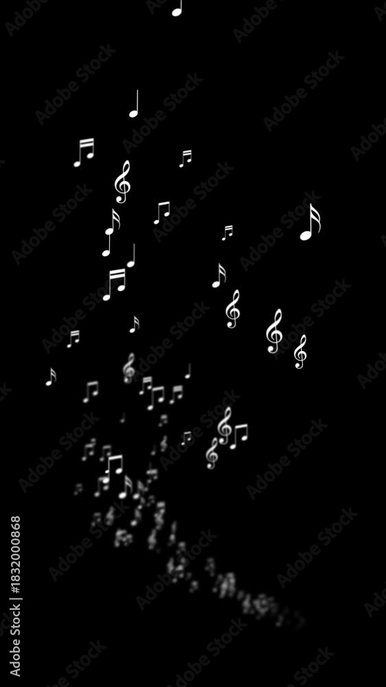 musical notes curve trail flying alpha channel animation, white notas ...