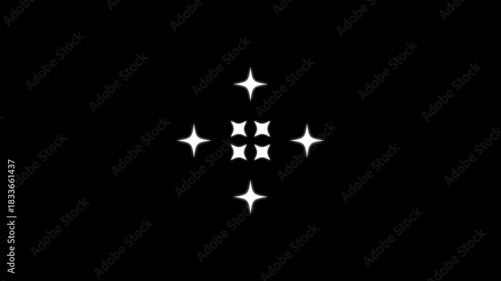 Shining twinkle star animation with glowing sparkle effects, white ...