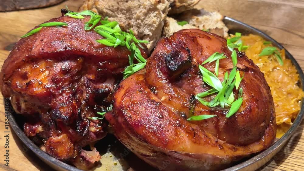 Tender pork knuckle, simmered in sous vide for over 17 hours, glazed to ...