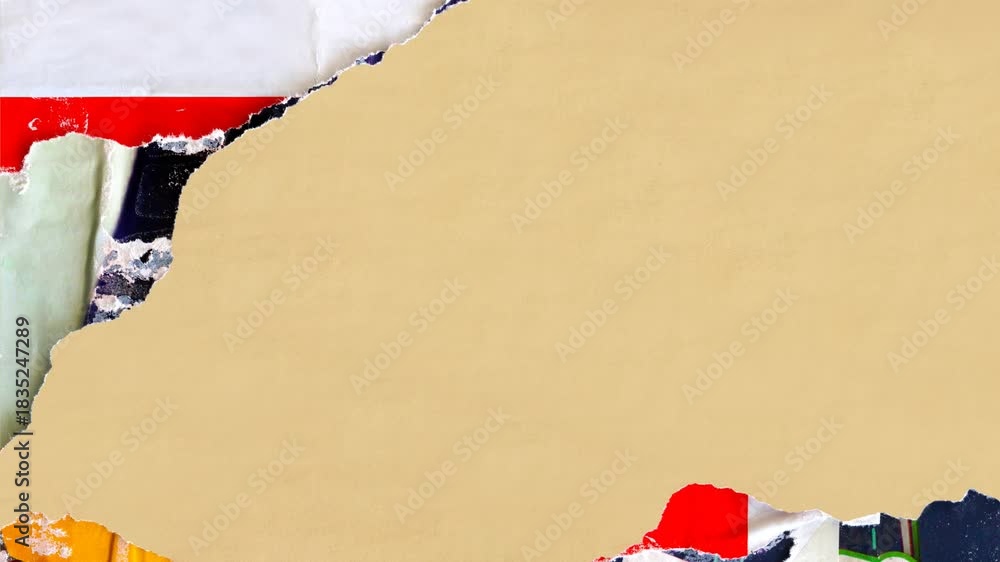 Old colorful posters ripped torn crumpled paper abstract grunge texture ...